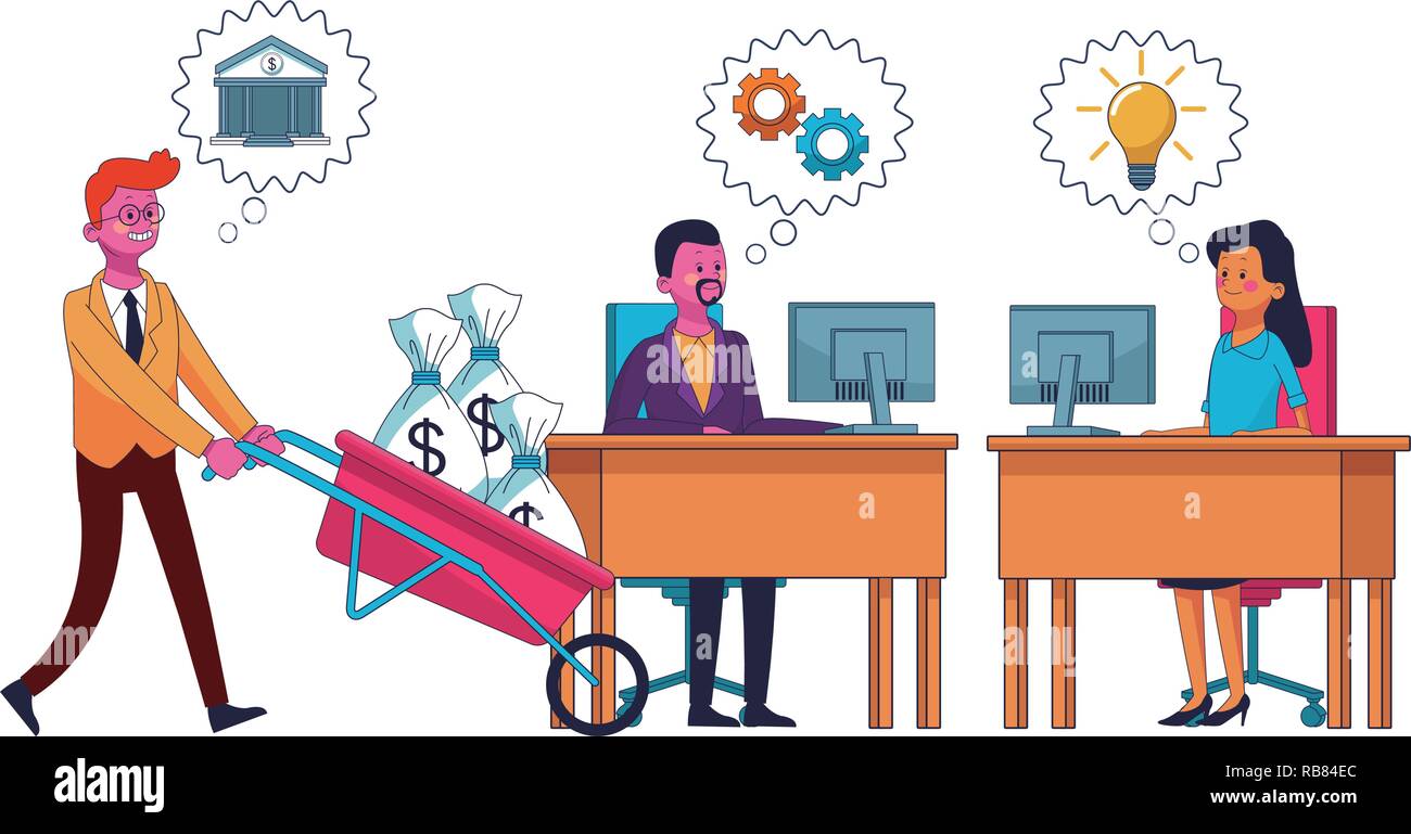 Executives working desk Stock Vector Images - Alamy