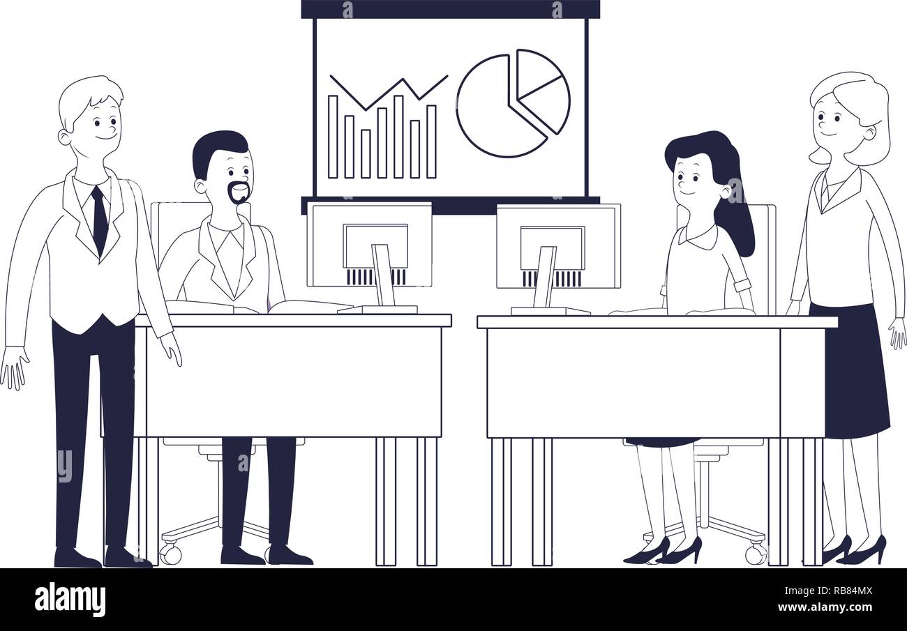 Executives working desk Stock Vector Images - Alamy