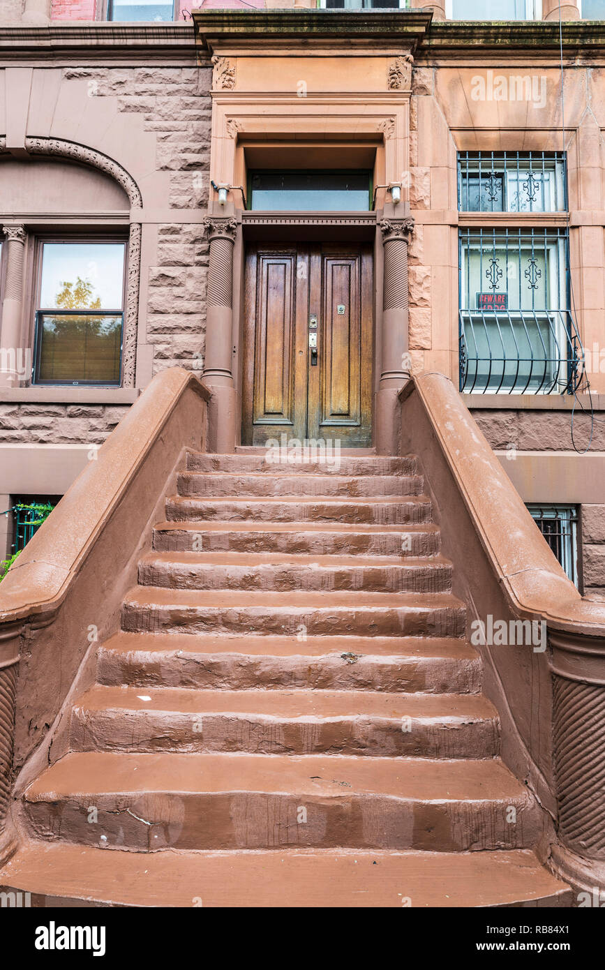 Old typical houses in the Harlem neighborhood in Manhattan, New York ...