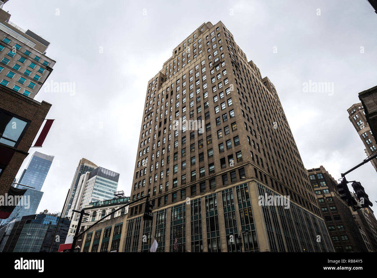 Facade of a modern and classic skyscrapers in Manhattan in New York ...