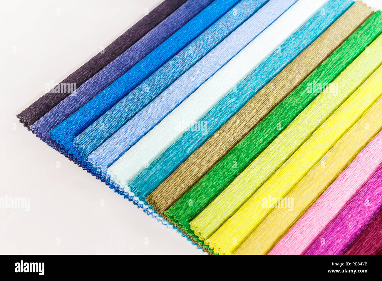 Sample collection of colorful fabrics Stock Photo - Alamy