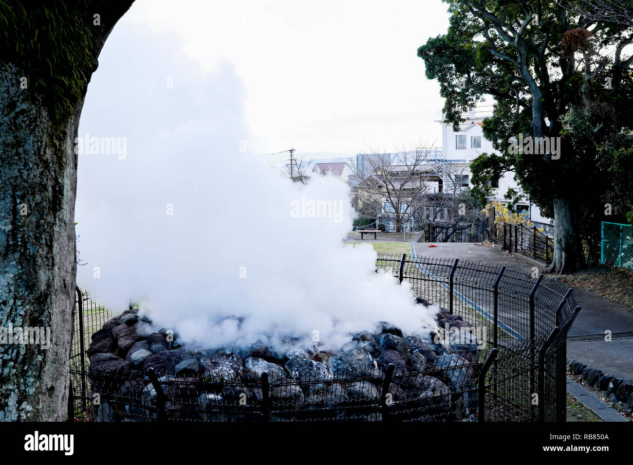 Hot steam out of from ground located at Beppu,Oita,Kyushu,Japan Stock ...