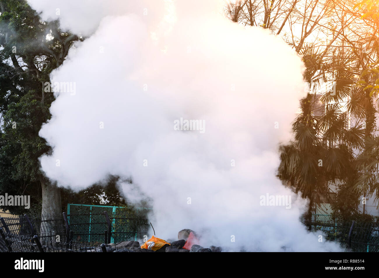 Hot steam out of from ground located at Beppu,Oita,Kyushu,Japan Stock ...