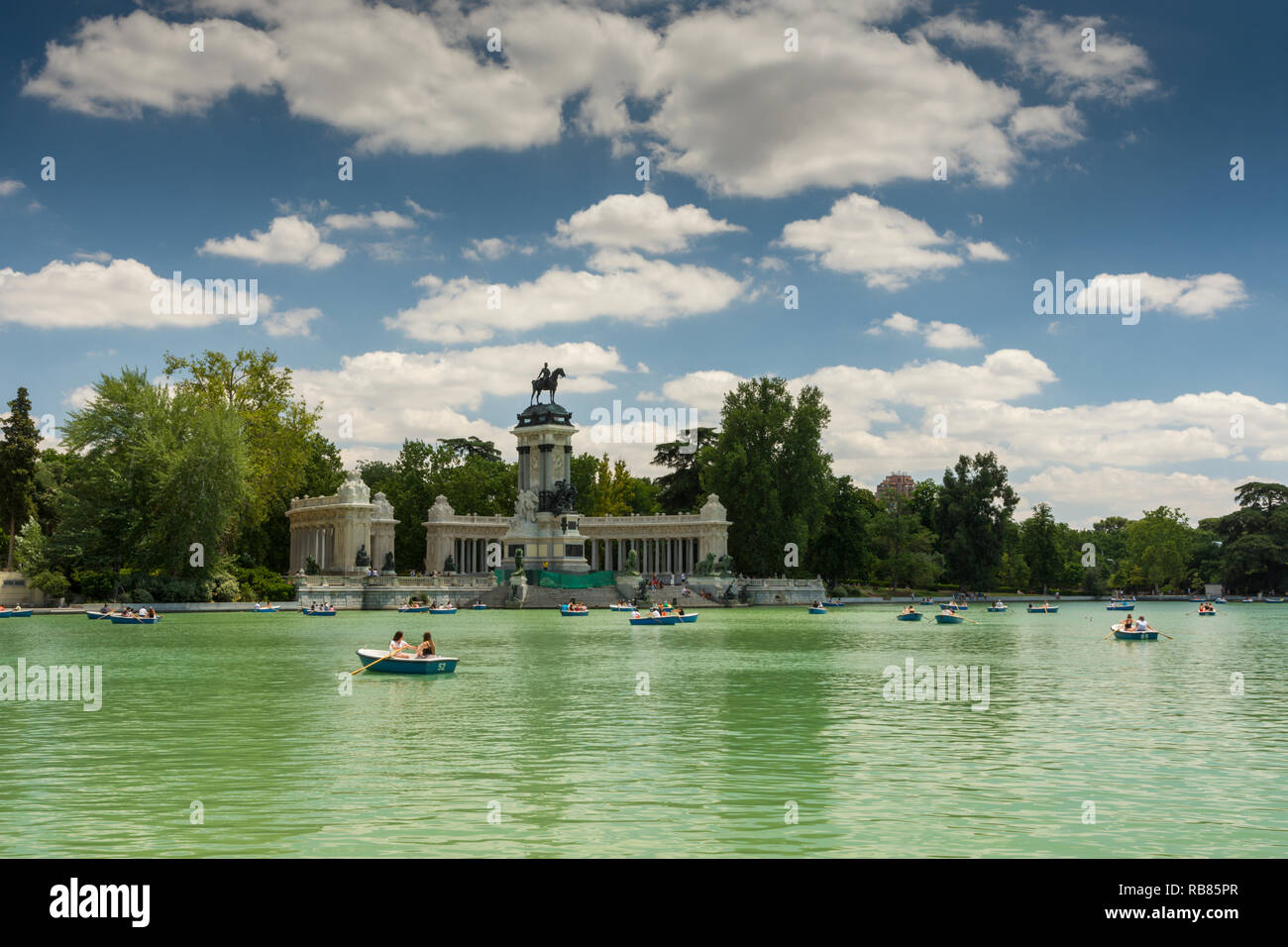 View across the Estanque Grande del Retiro towards the Monument to ...