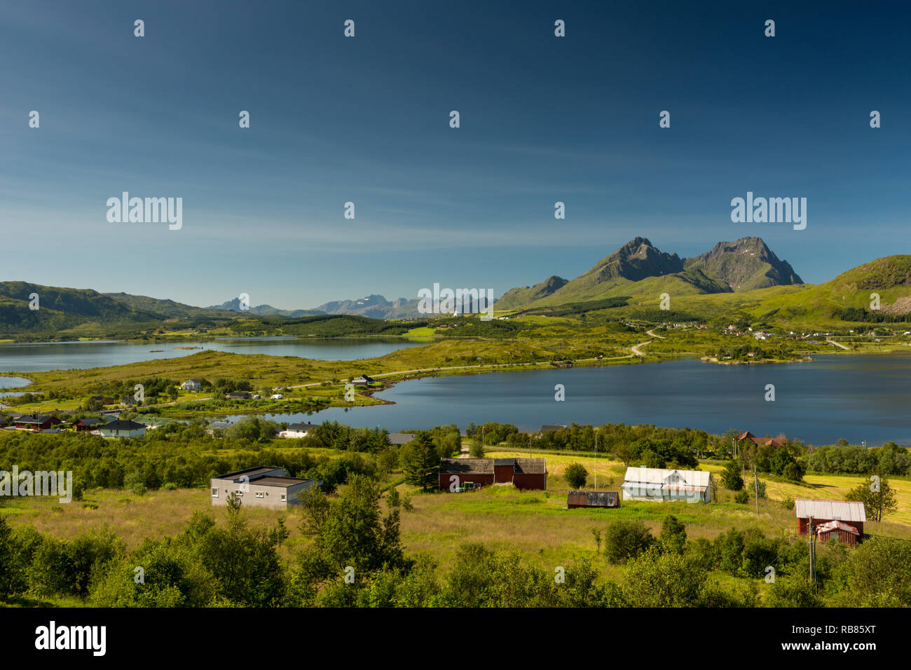 Classic view from Torvdalshalsen view point towards Bøstad on the ...