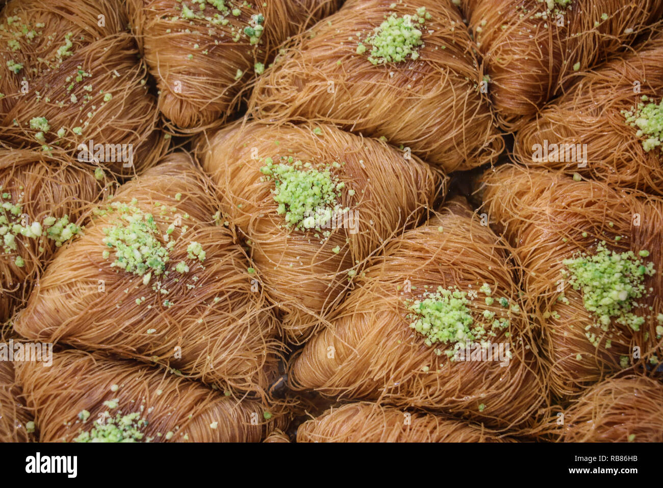 Traditional arabic dessert Baklava with honey and pistachios Stock ...
