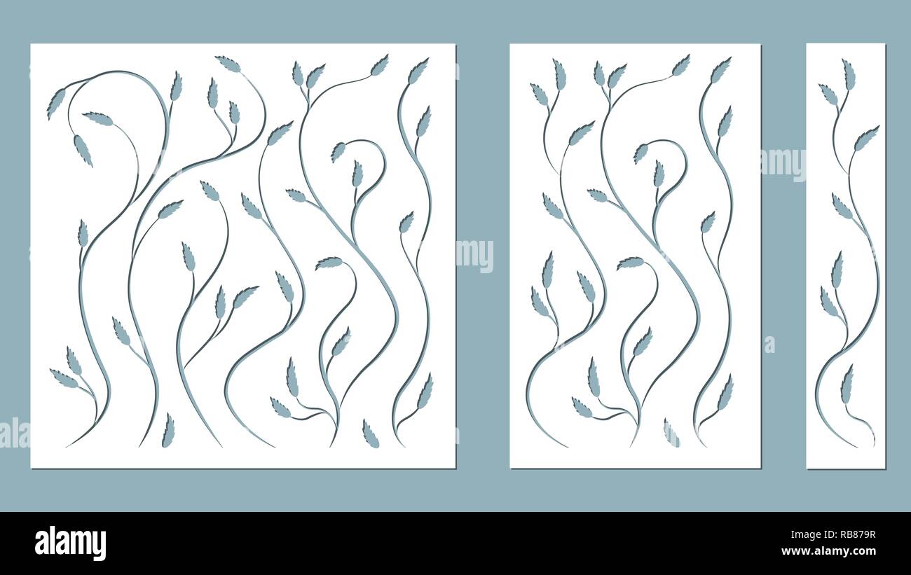 Set template for cutting. Pattern leaves, branches, vine. Vector ...