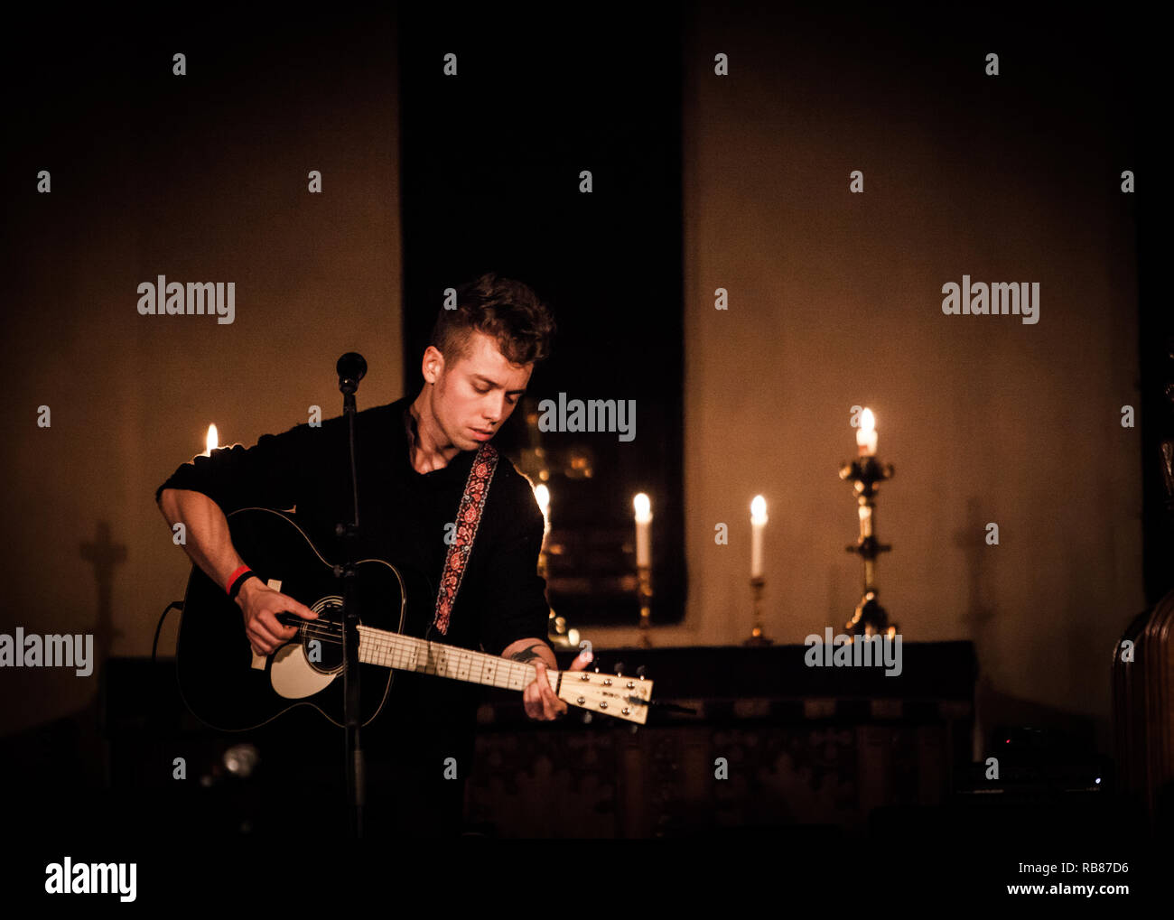 The Danish singer, songwriter and musician Mads Langer performs a live ...