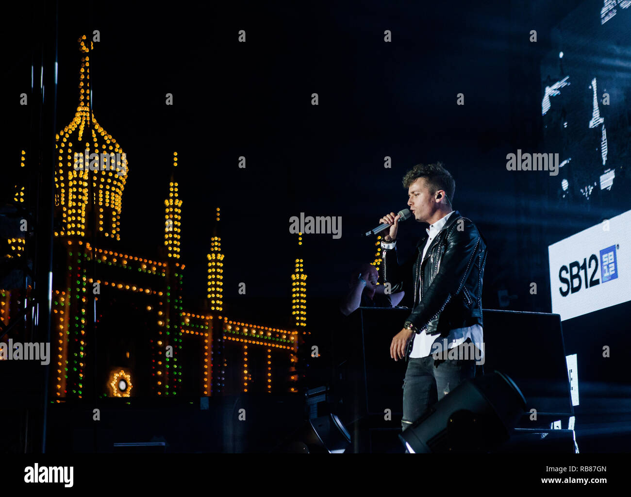 The Danish singer and songwriter Mads Langer performs a live concert at ...