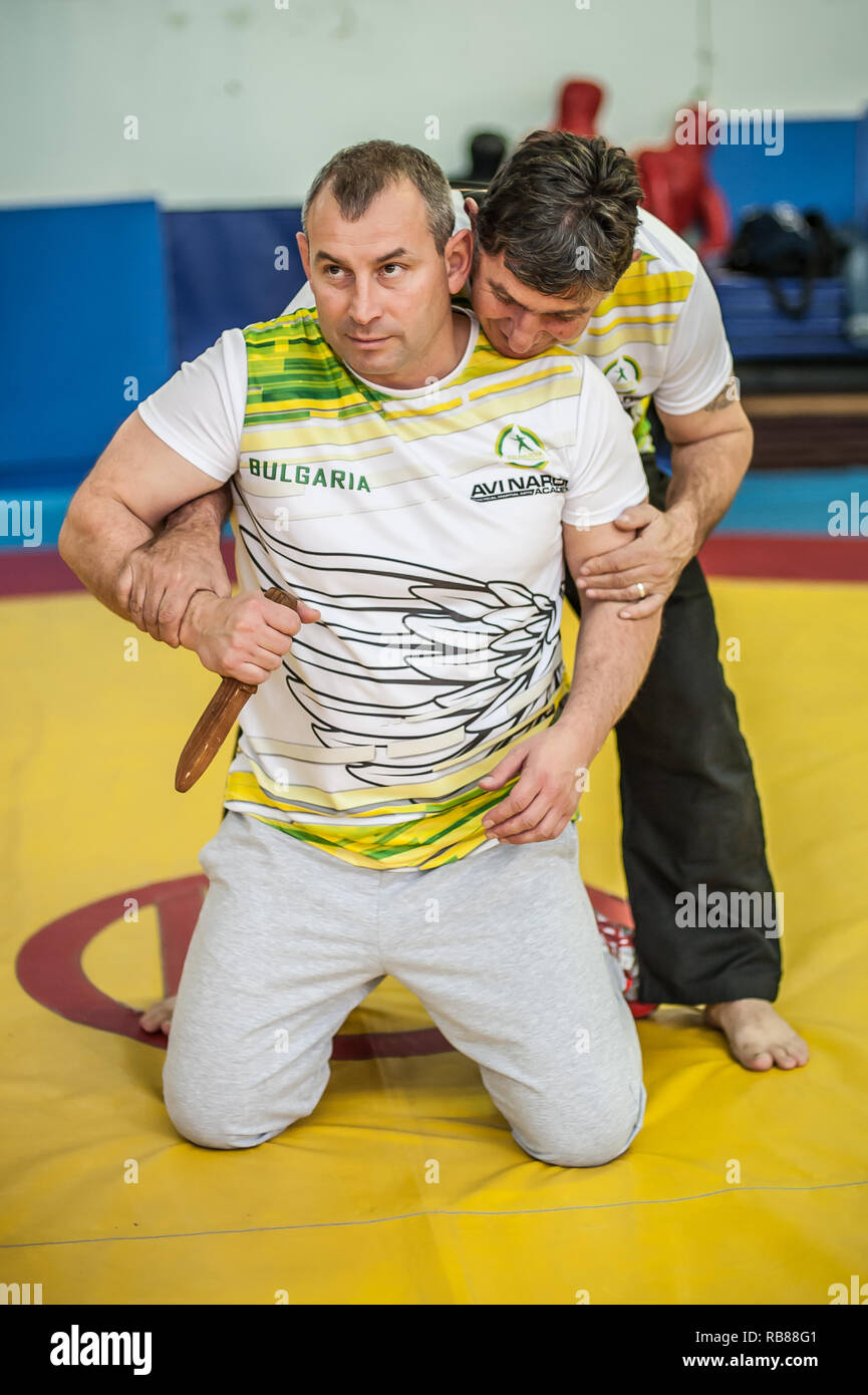 PLOVDIV, BULGARIA - 15. DECEMBER 2018. Knife attack self defense ...