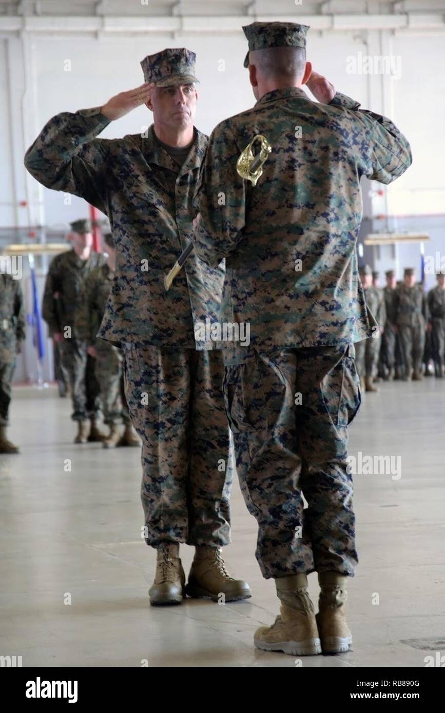 Sgt. Maj. Howard Kreamer, left, salutes Brig. Gen. Matthew Glavy during ...