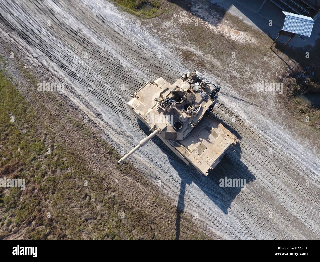 Aerial drone image of an M1A2 Abrams Main Battle Tank crew, from the ...