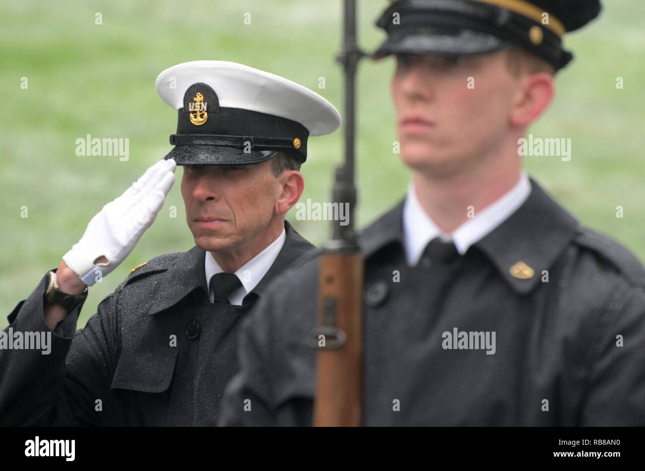 U.S. Navy Electronics Technician Chief Petty Office Jim Cameron (left ...