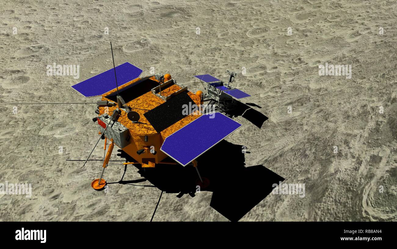 Top view of Yutu 2 Lunar rover descendant of the China`s Chang e 4 ...