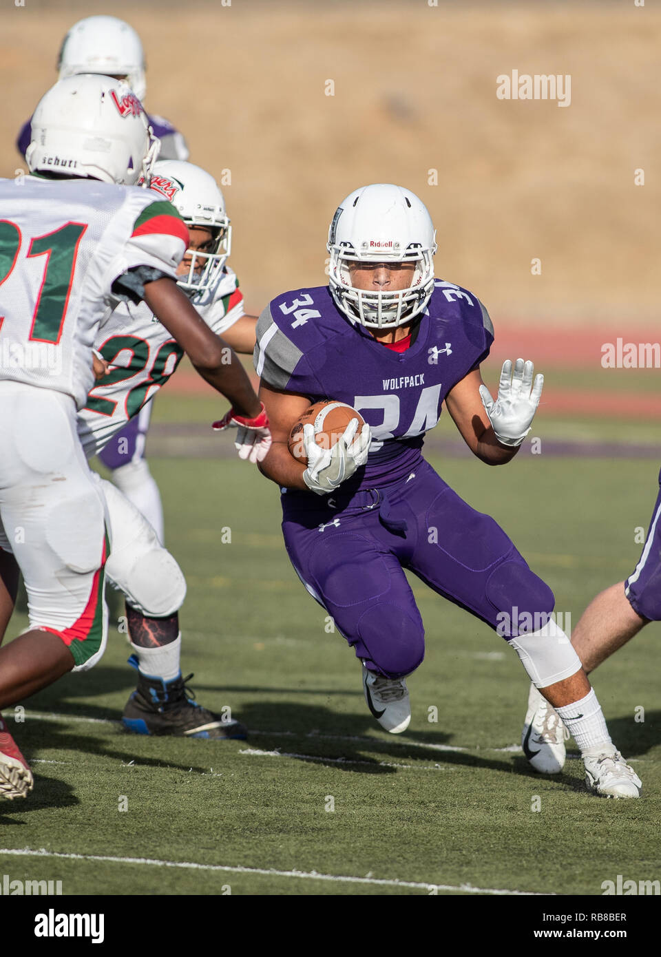 Football action with Eureka vs. Shasta High School in Redding ...