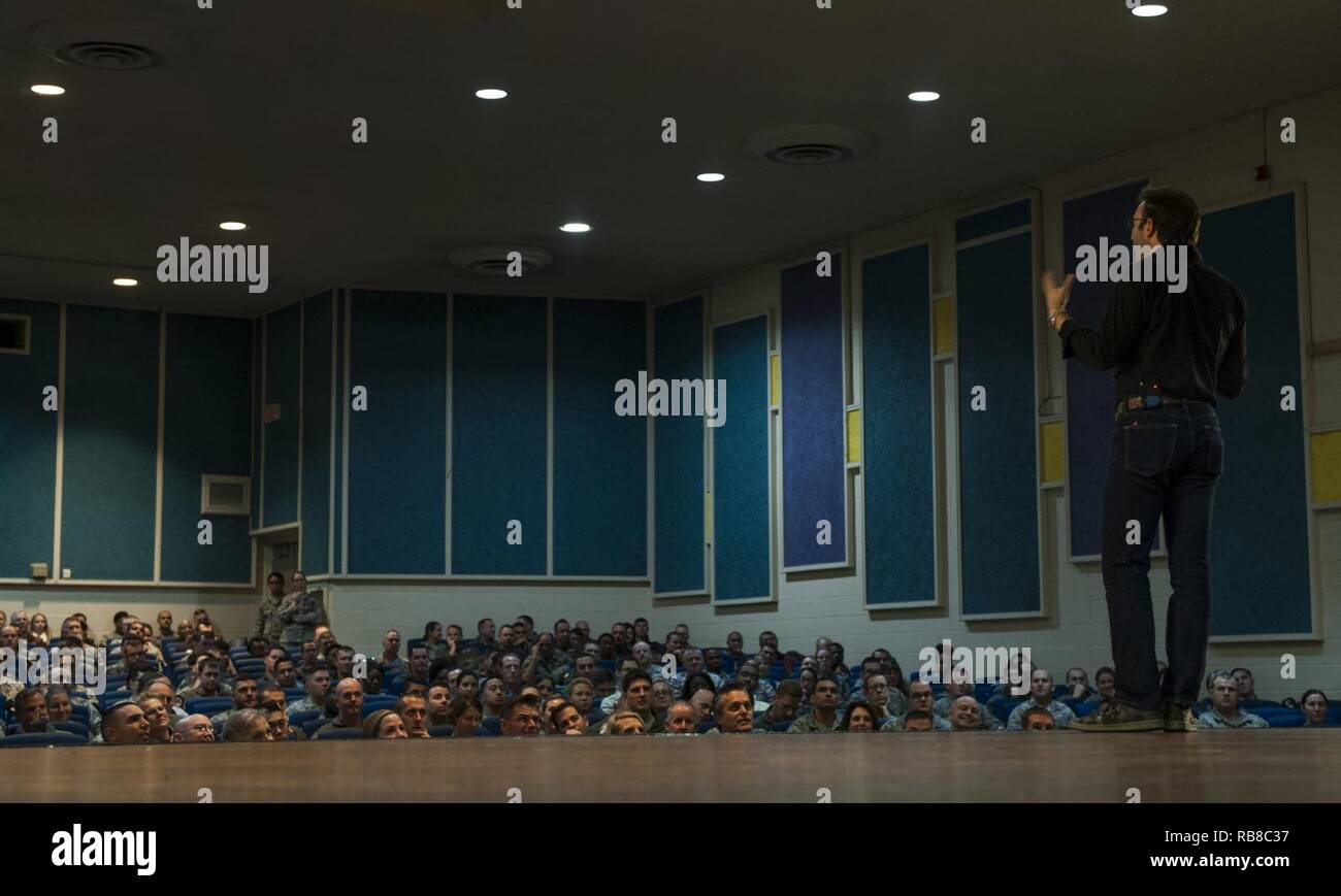 Simon Sinek speaks to Airmen of the 57th Wing in the Base Theater of ...