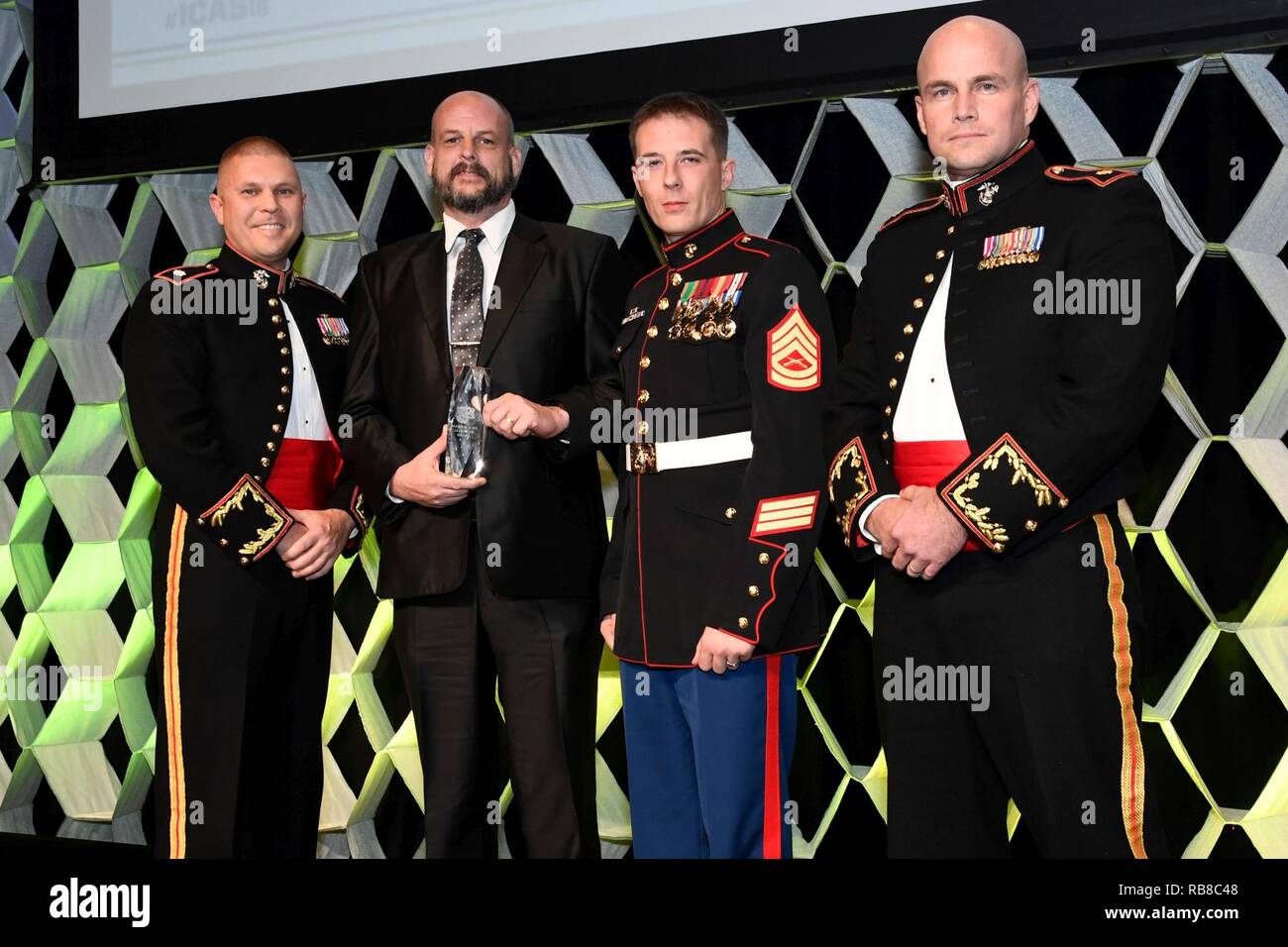 From left, U.S. Marine Corps Lt. Col. Carlson, air operations officer ...