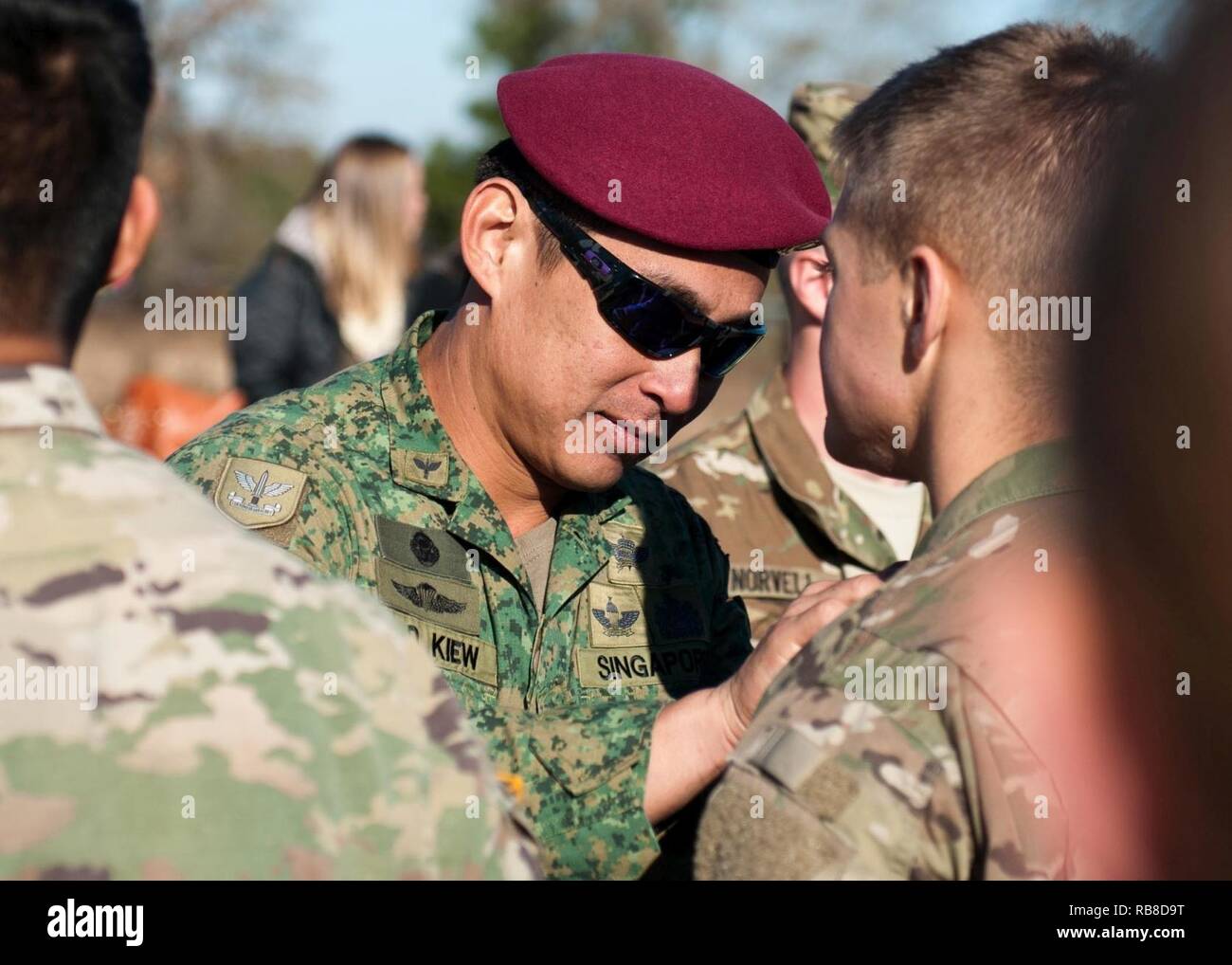 U.S Soldiers are presented Singapore jump wings after completing a ...