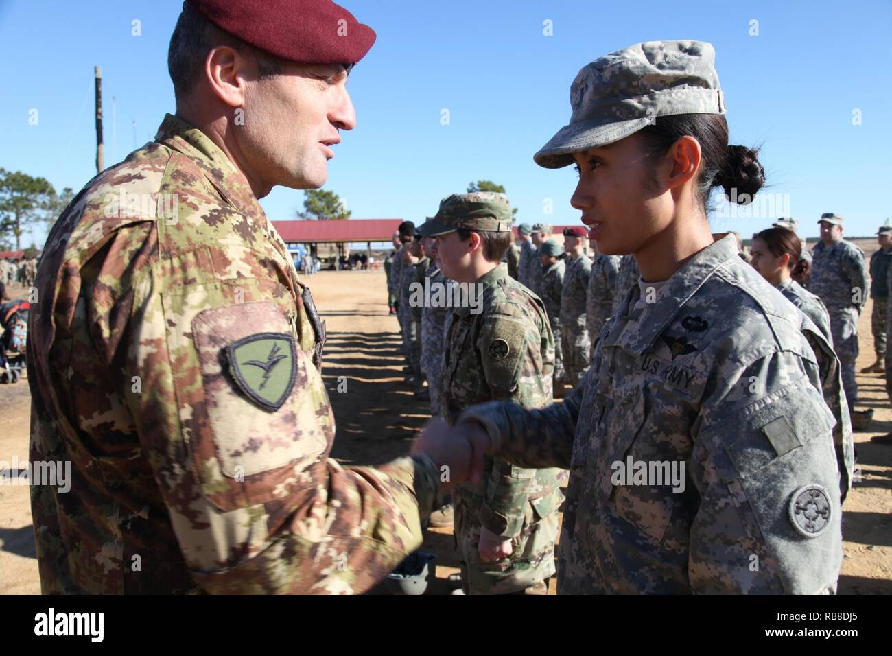Italian Army Sgt. Maj. Giovanni Esercito, 186 Regiment Folgore, shakes ...