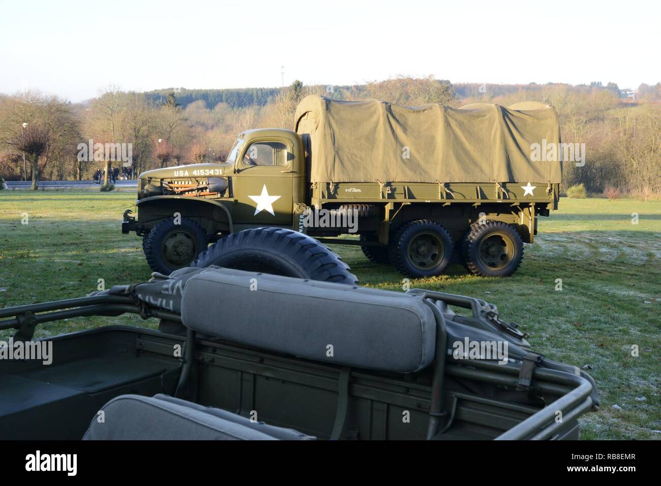 Static display of WW2 American vehicles around the Batle of Ardennes ...
