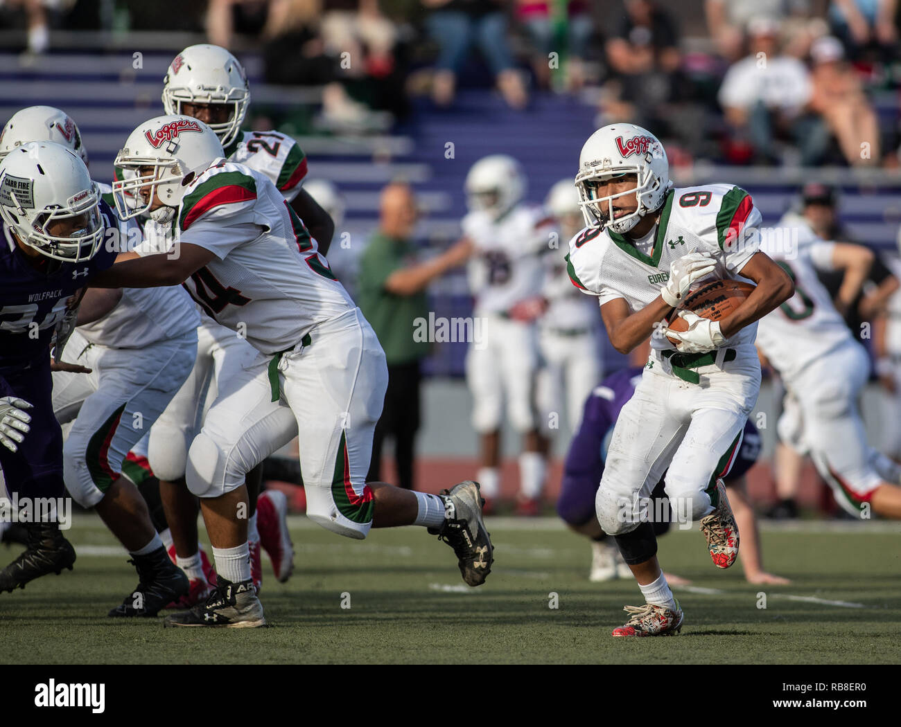 Football action with Eureka vs. Shasta High School in Redding ...