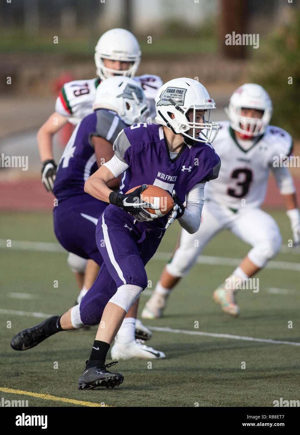 Football action with Eureka vs. Shasta High School in Redding ...