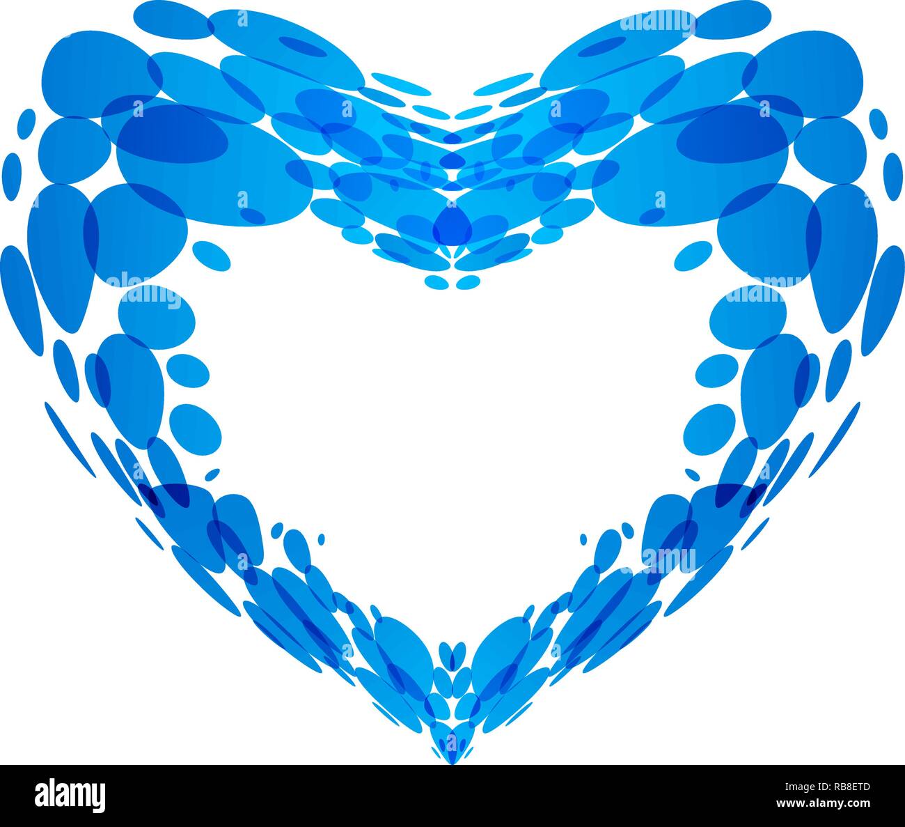 Vector heart shape made with water droplets, isolated on white ...