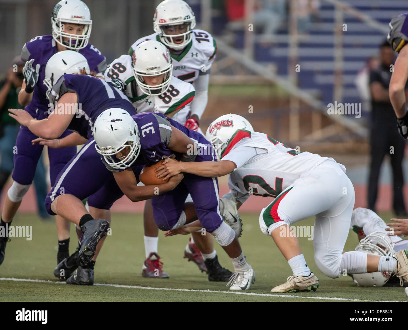 Football action with Eureka vs. Shasta High School in Redding ...