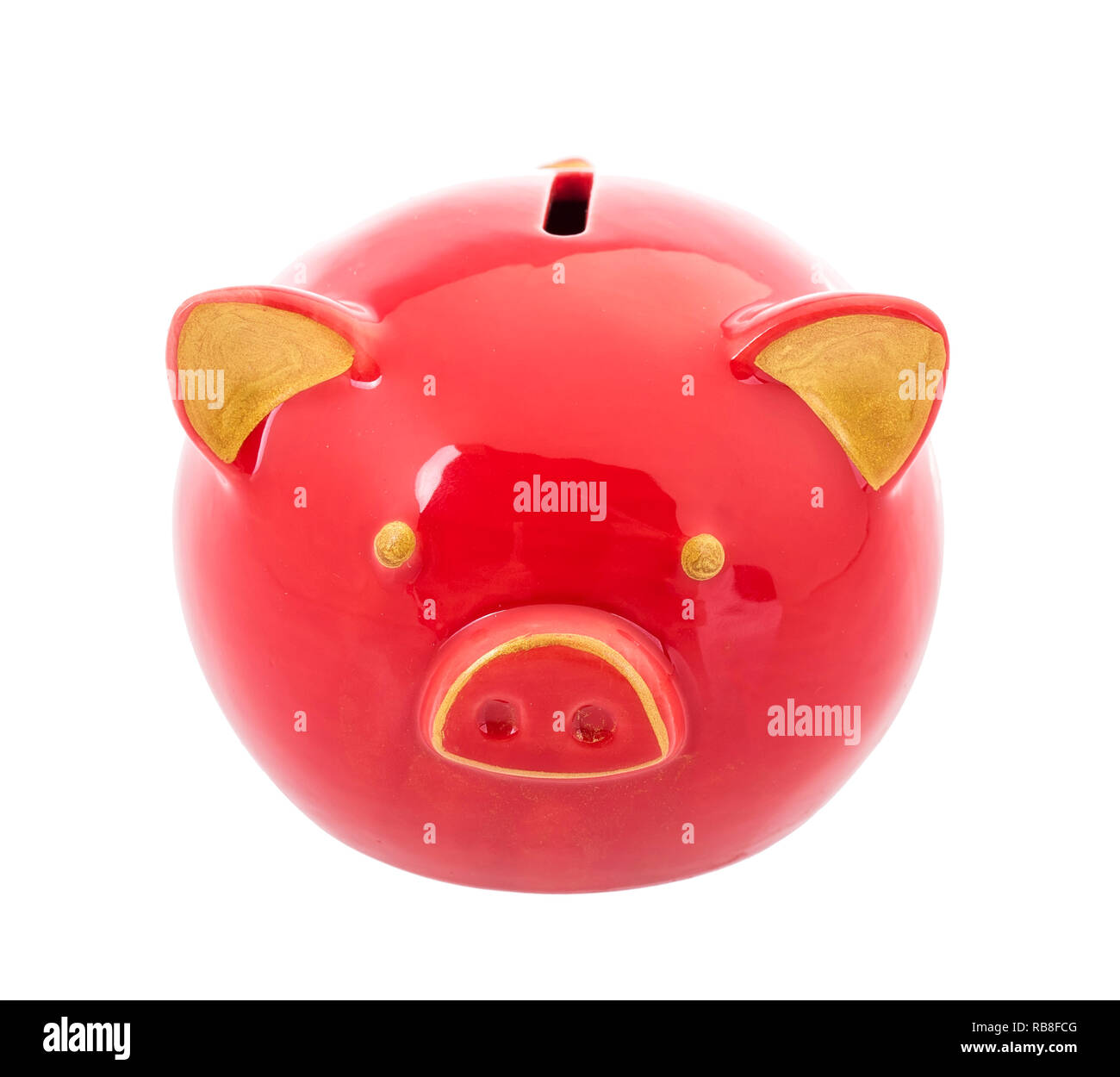 red piggy bank isolated on white background Stock Photo - Alamy