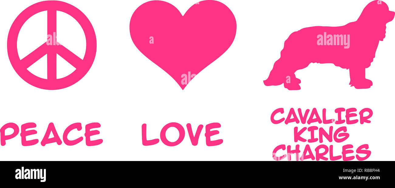 Peace, Love, Cavalier King Charles slogan pink Stock Photo - Alamy