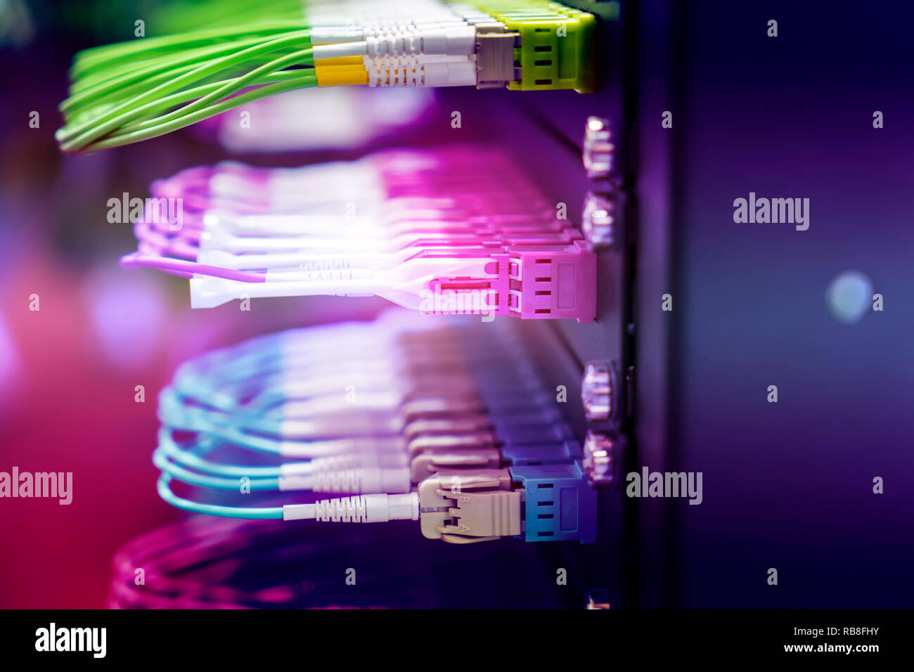 Fiber optic cable connect to communication Distribution point Stock ...