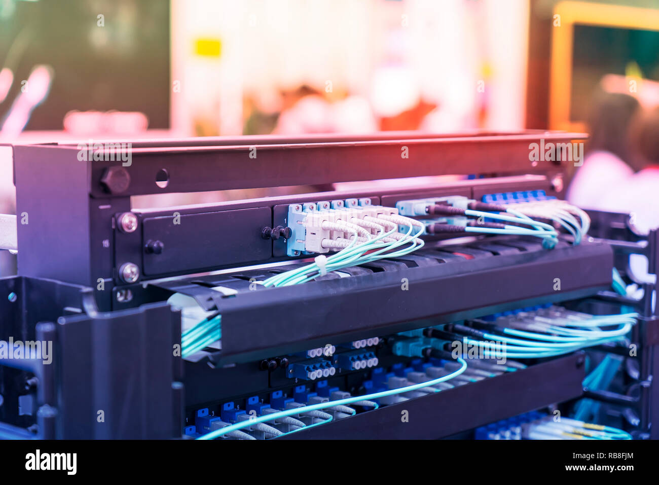 Fiber optic cable connect to communication Distribution point Stock ...