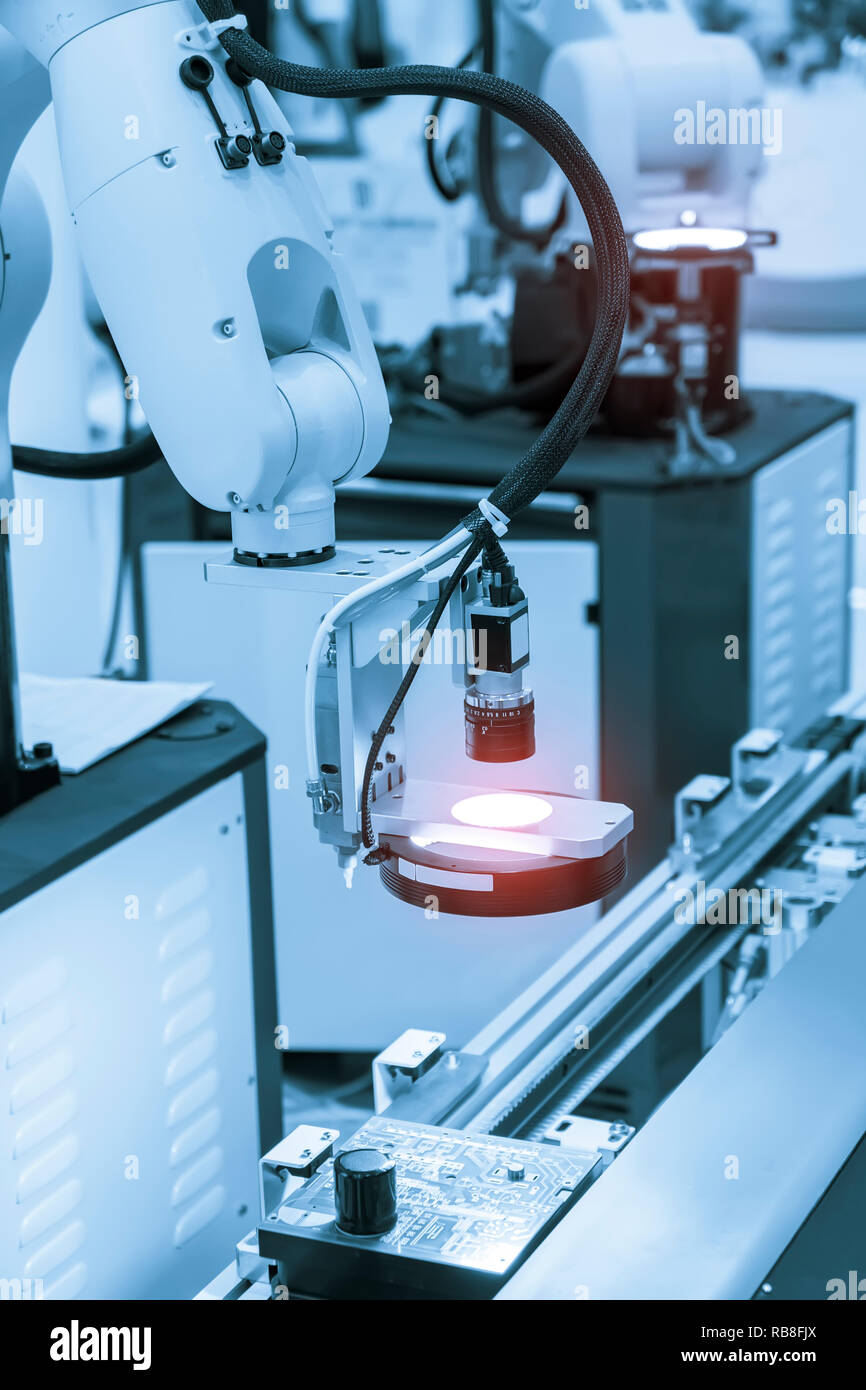 Robotic vision sensor camera system in intellegence factory Stock Photo ...