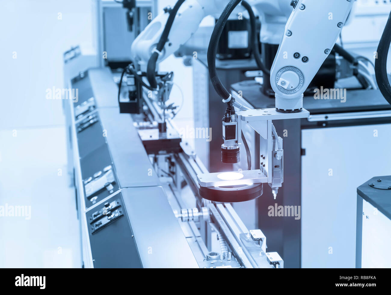 Robotic vision sensor camera system in intellegence factory Stock Photo ...