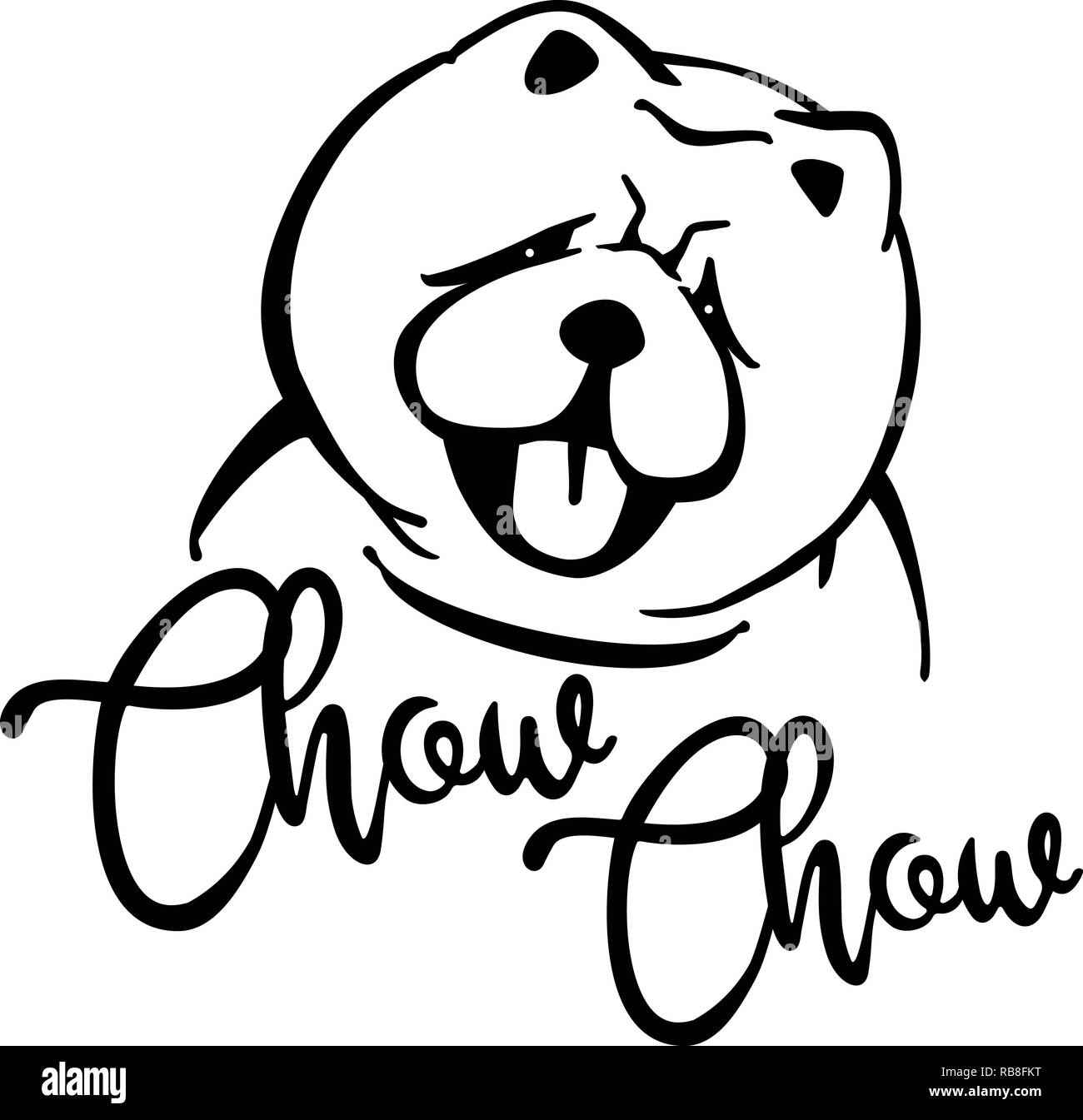 Chow-chow head silhouette with hand-written word Stock Photo - Alamy