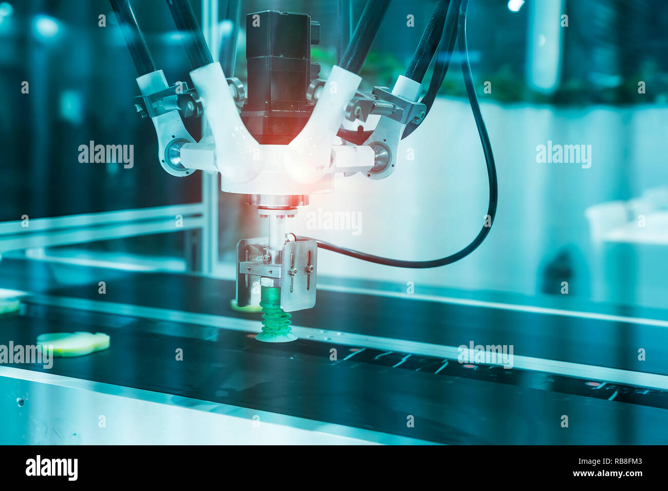 robotic pneumatic piston sucker unit on industrial machine,automation ...