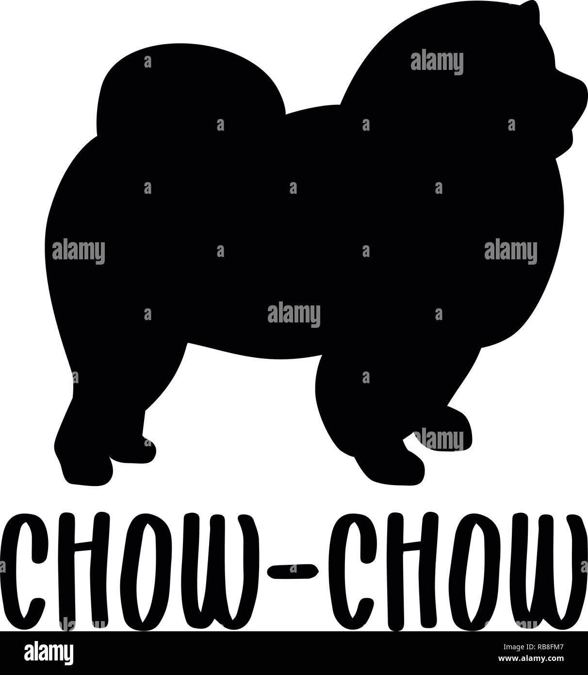 Chow-chow silhouette real with word Stock Photo - Alamy