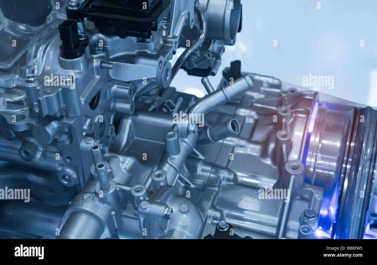 Modern powerful car engine section Stock Photo - Alamy