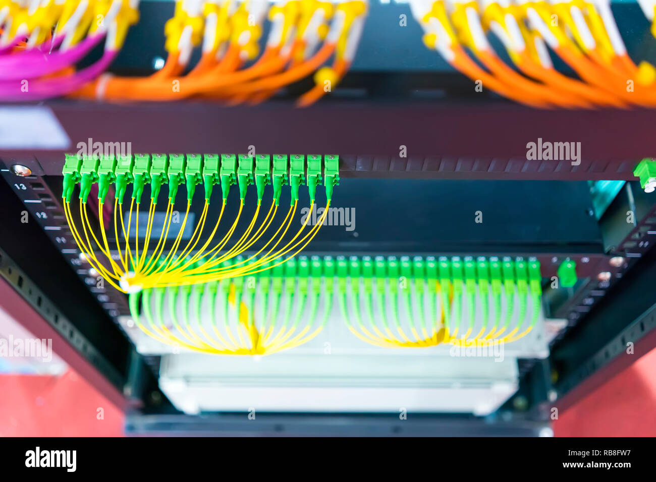 Fiber optic cable connect to communication Distribution point Stock ...