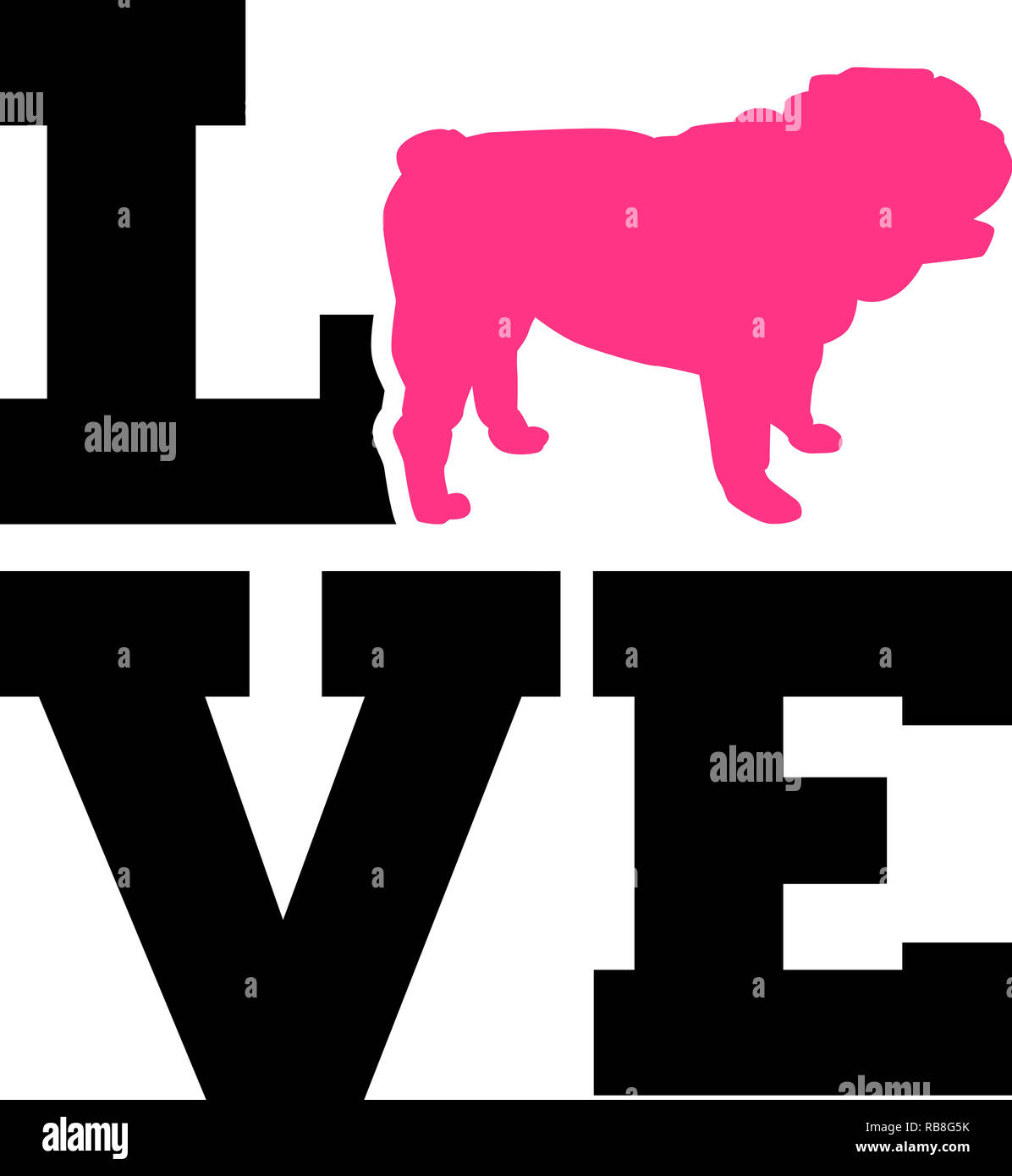 English Bulldog Love with silhouette Stock Photo - Alamy