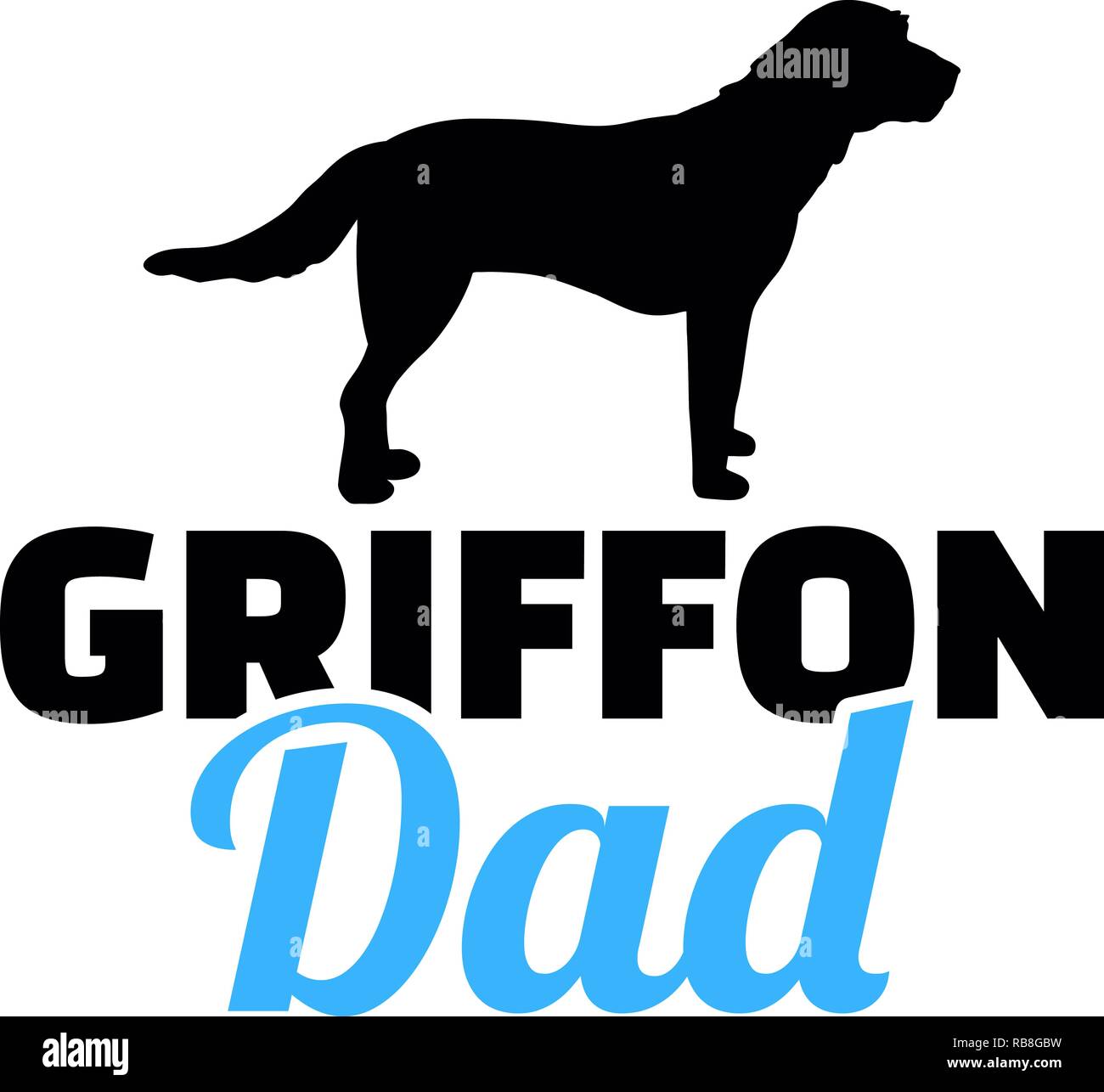 Griffon dad silhouette with blue word Stock Photo - Alamy