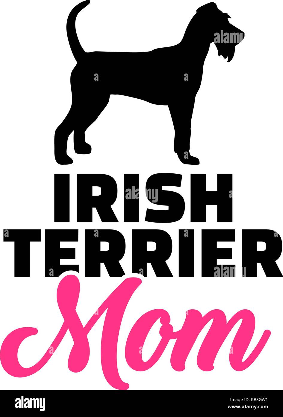 Irish Terrier mom silhouette with pink word Stock Photo - Alamy