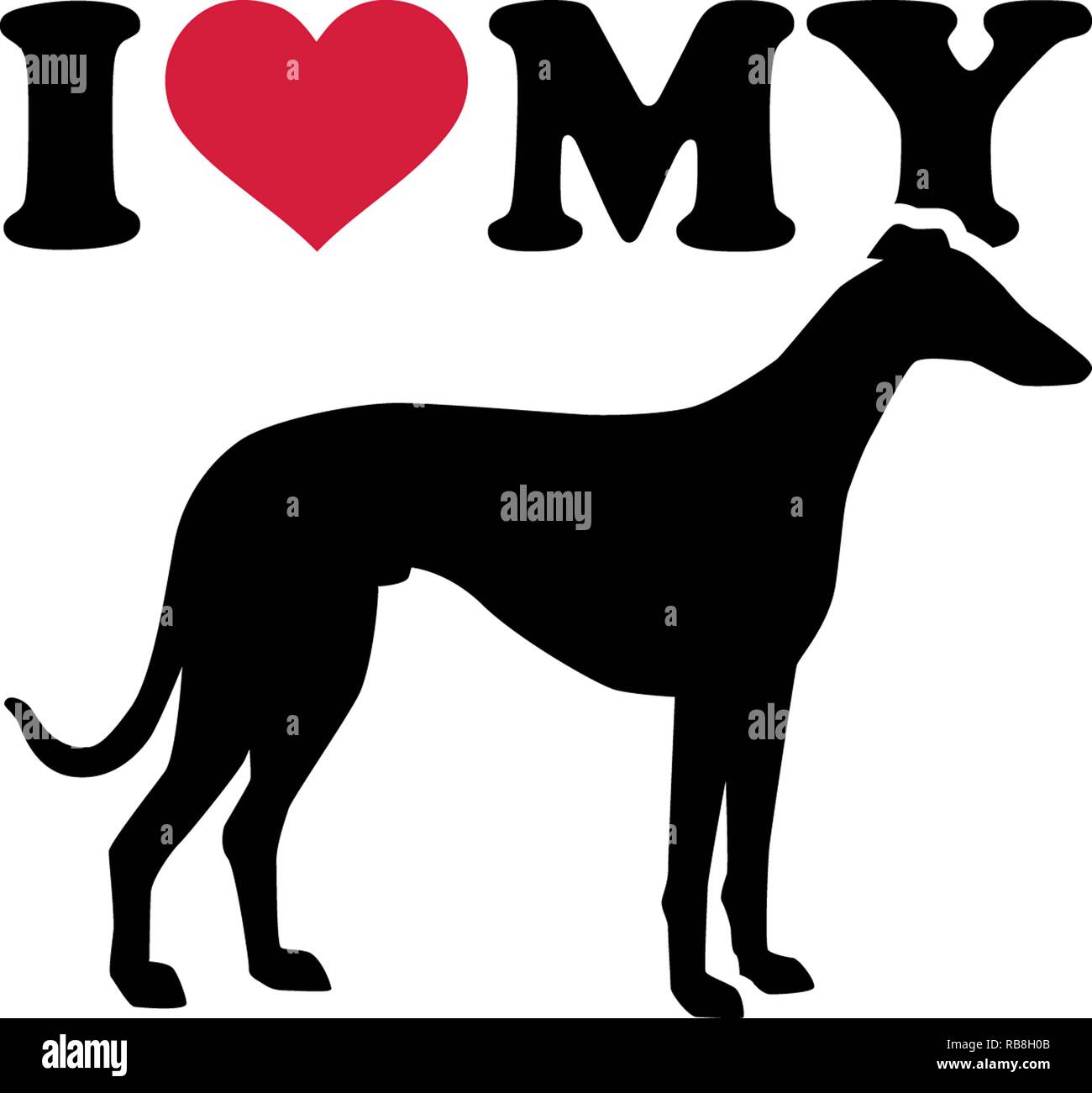 I love my Italian Greyhound with red heart and silhouette Stock Photo ...
