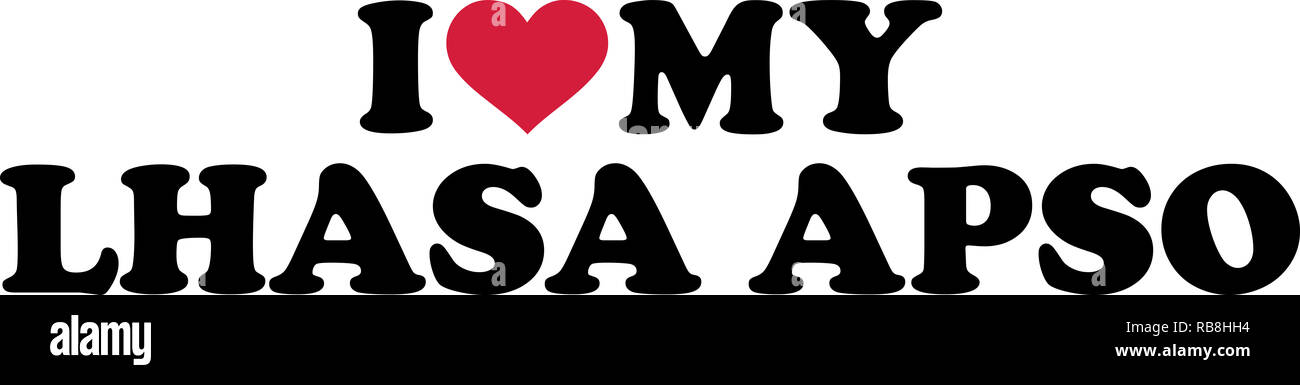 I love my Lhasa Apso with red heart Stock Photo - Alamy