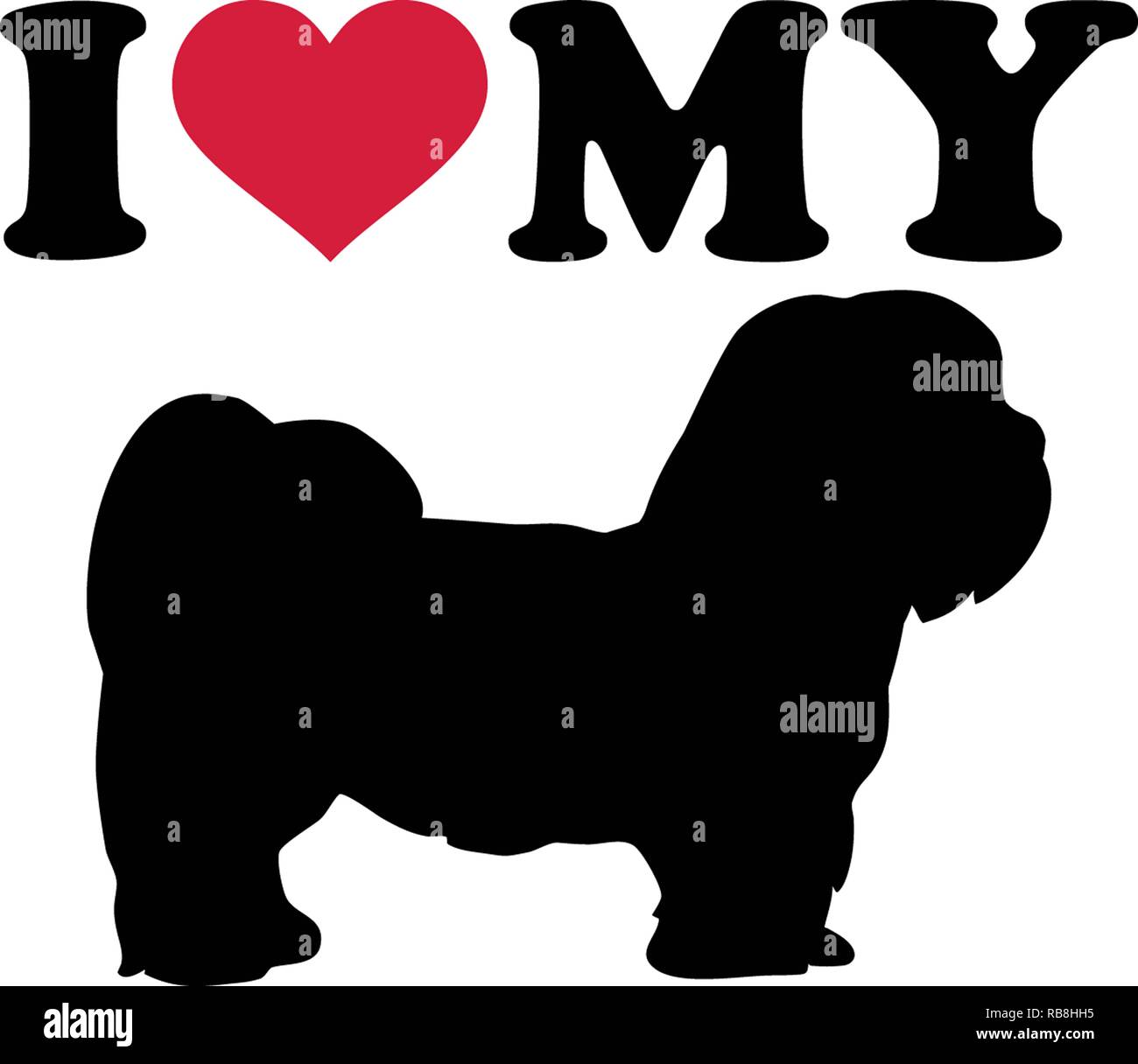 I love my Lhasa Apso with red heart and silhouette Stock Photo - Alamy