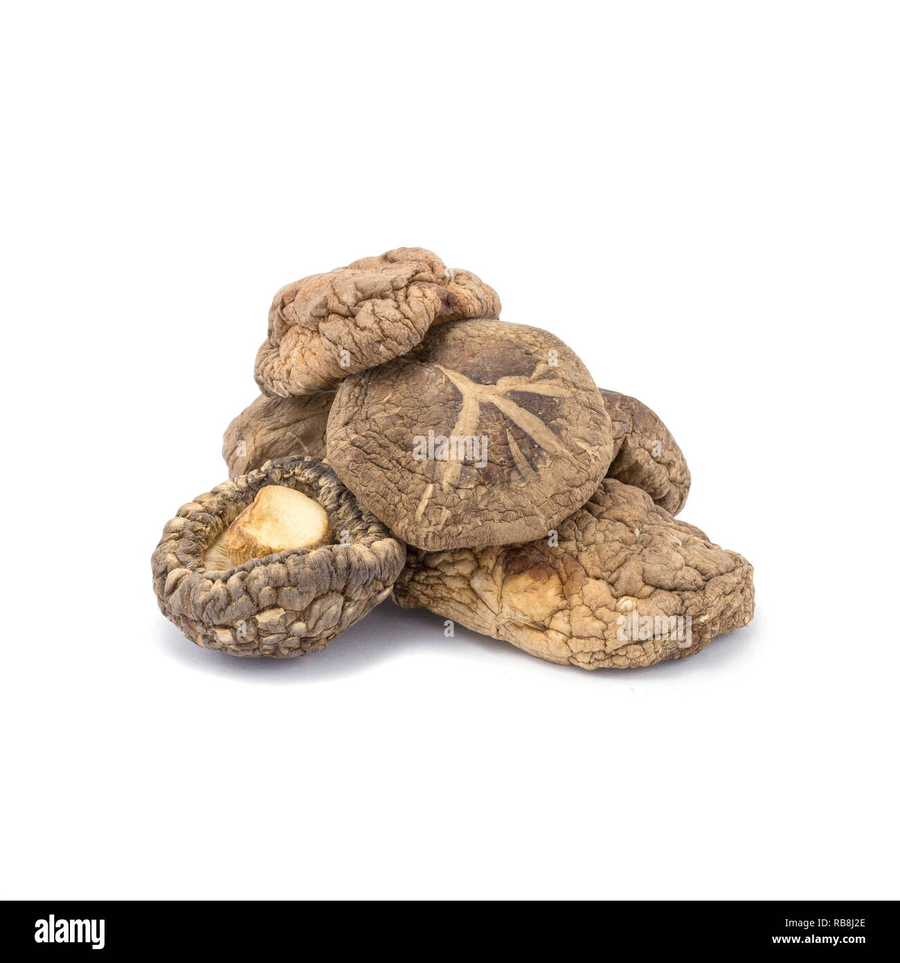 Medium Dried Shiitake Mushrooms isolated on a white background Stock ...