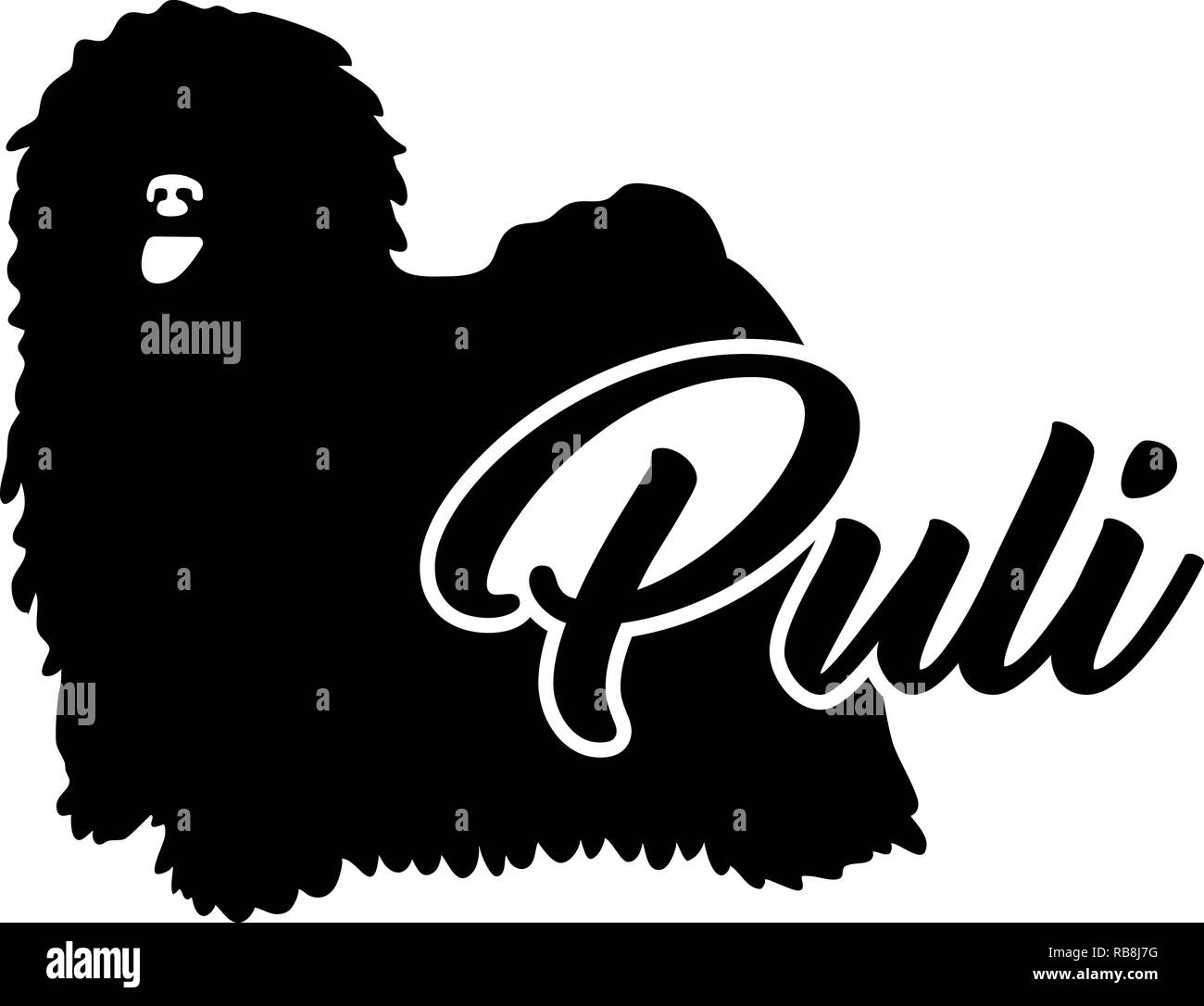 Puli silhouette real with word Stock Photo - Alamy