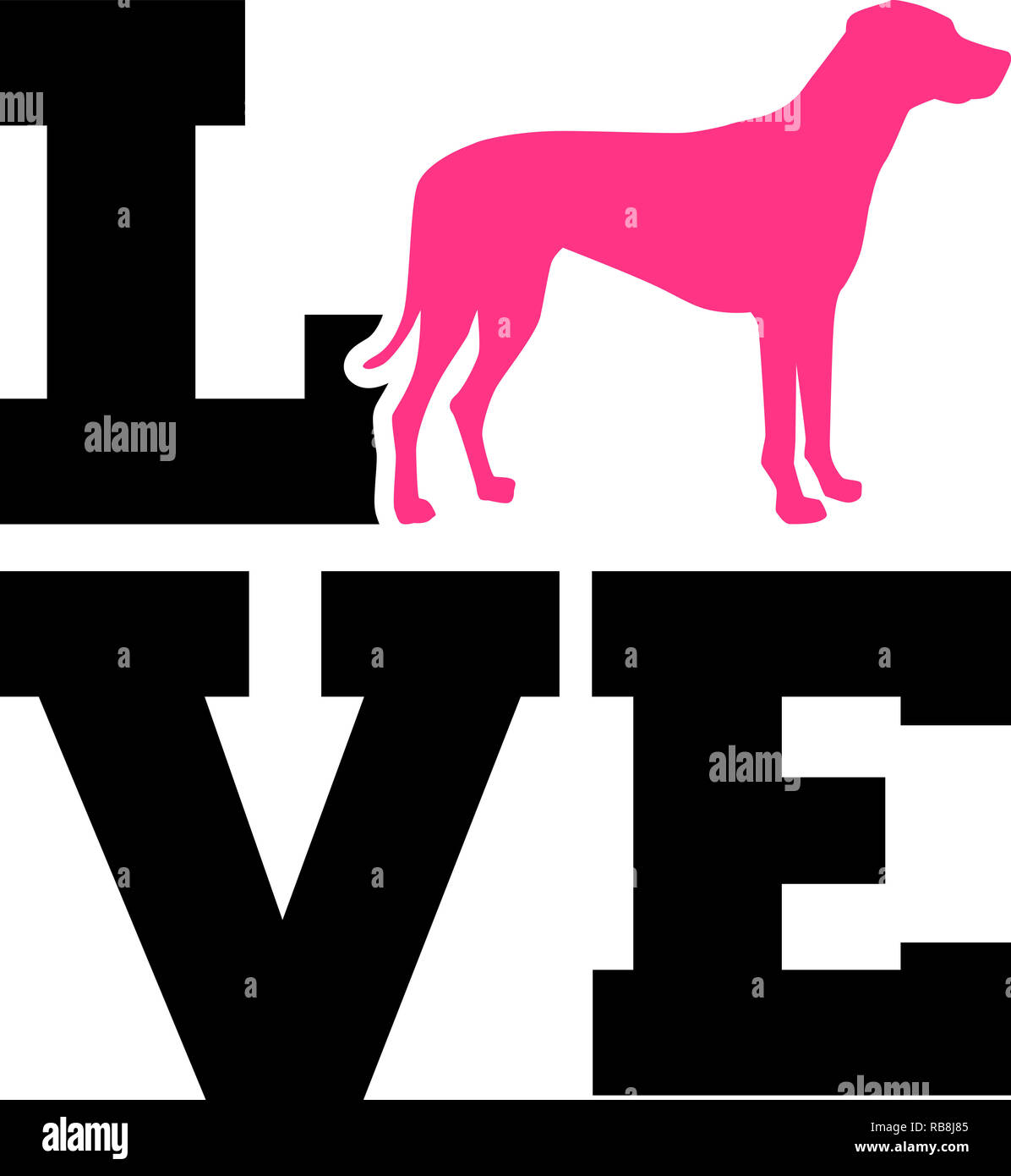 Rhodesian Ridgeback Love with pink silhouette Stock Photo - Alamy