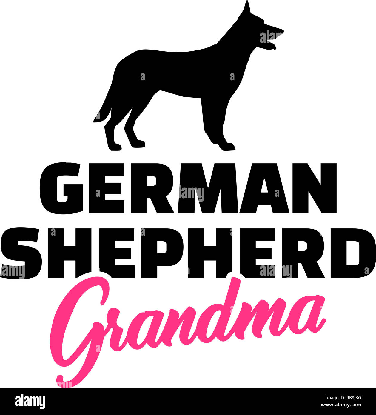 German Shepherd Grandma silhouette pink word Stock Photo - Alamy