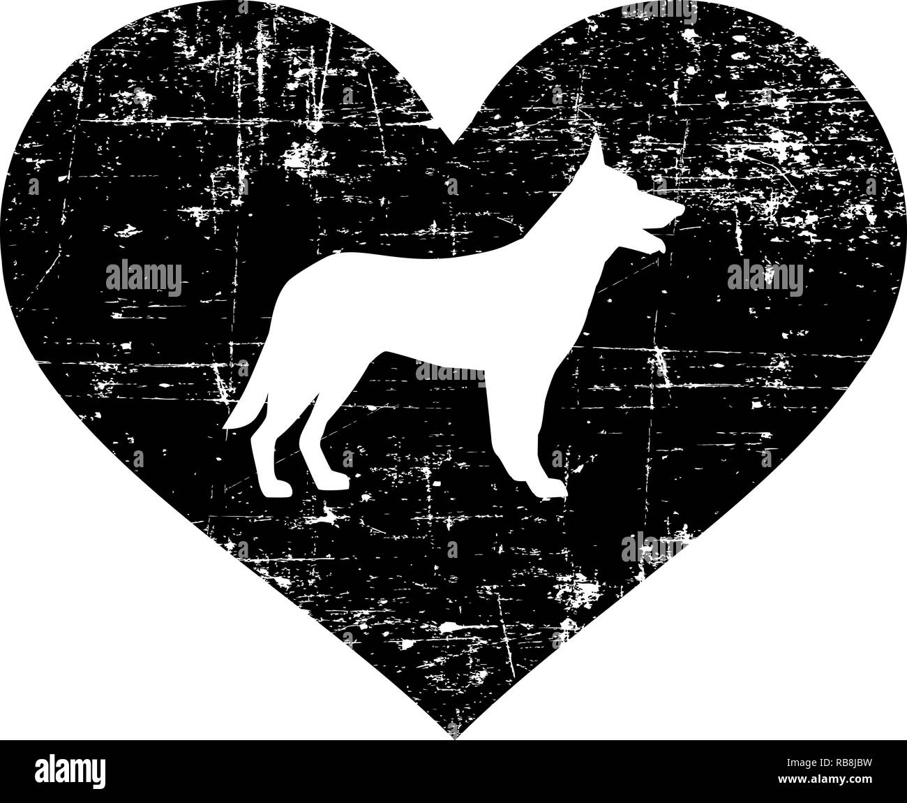 German Shepherd silhouette in black heart Stock Photo - Alamy